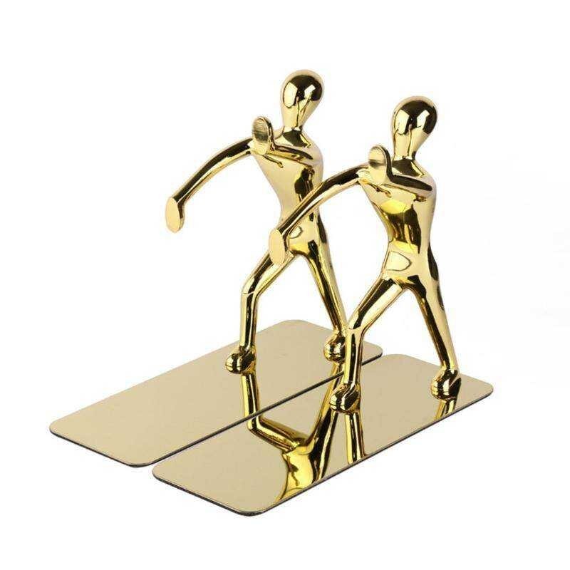 1 Pair & Heavy Duty Stainless Steel Man Bookends Nonskid Art Bookend ...