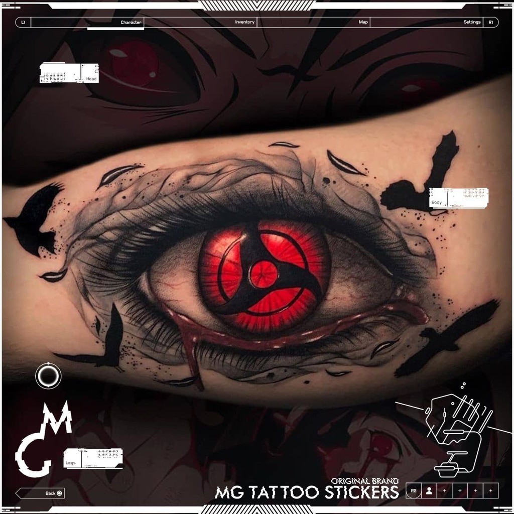 Kaleidoscope Sharingan Naruto Anime Cartoon Dark Flower Arm Tattoo ...
