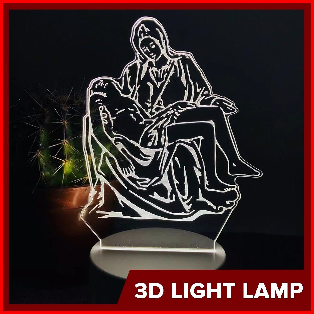 Evening Prayer 3D Acrylic Night Light Optical Illusion Light Desk Lamp ...