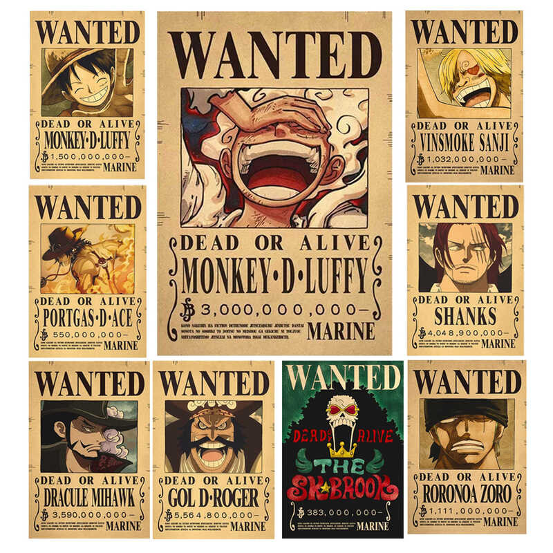 E3 Nika Luffy Gear 5 One Pieces Bounty Wanted Posters Anime Law Kid ...