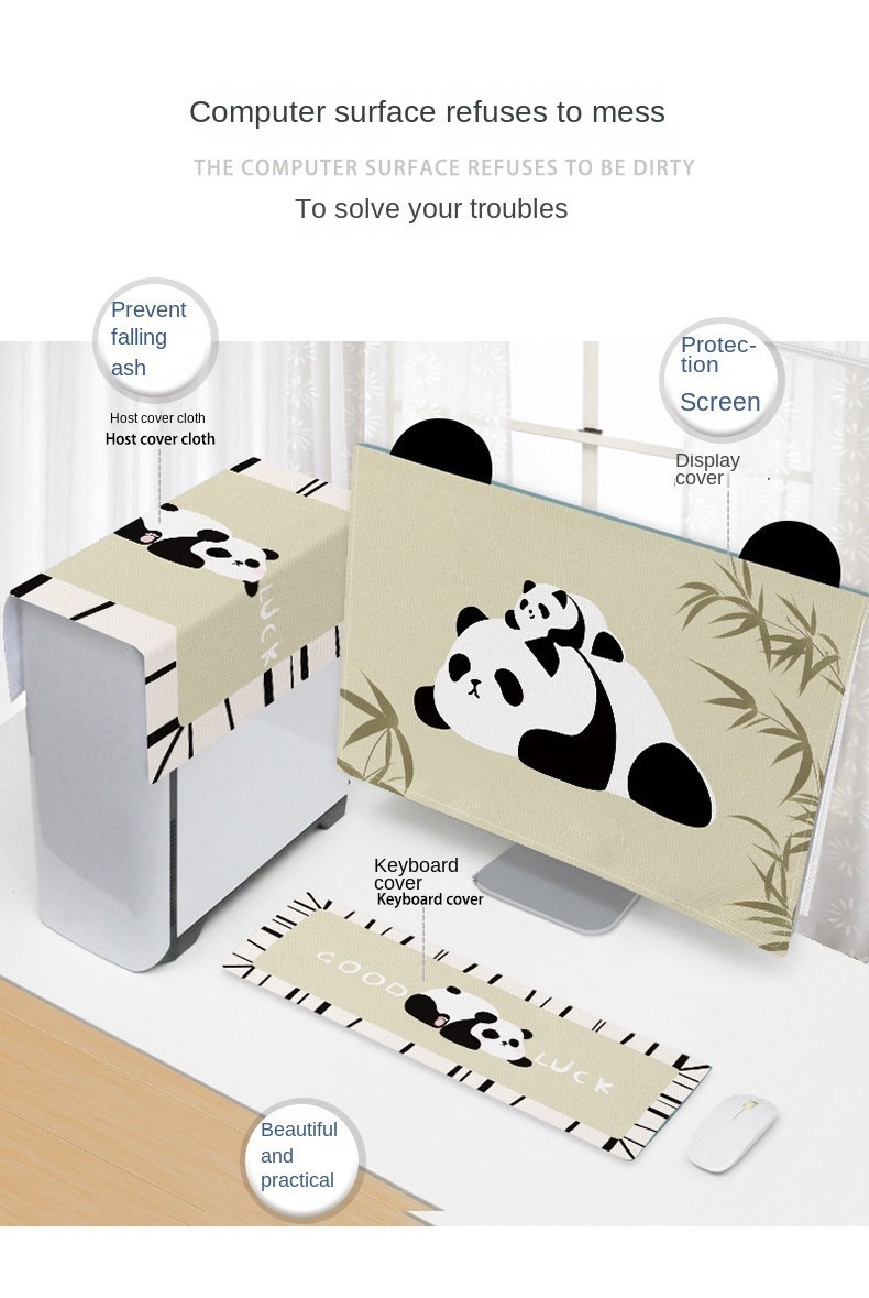 Cartoon Computer Dust Cover Three-piece Set Cute Desktop Monitor ...