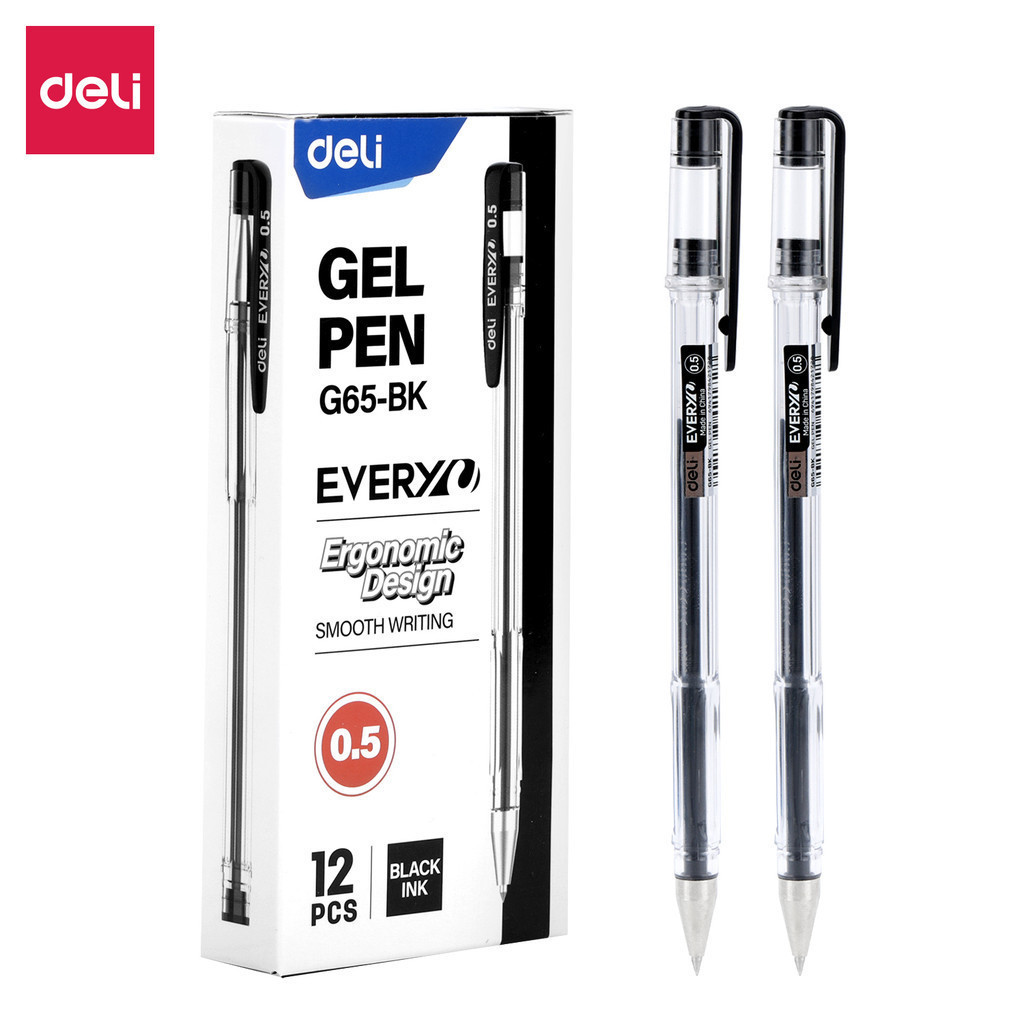 Deli Gel Pen 0.5mm Black/Blue Writing Sign Pen Student Stationery ...