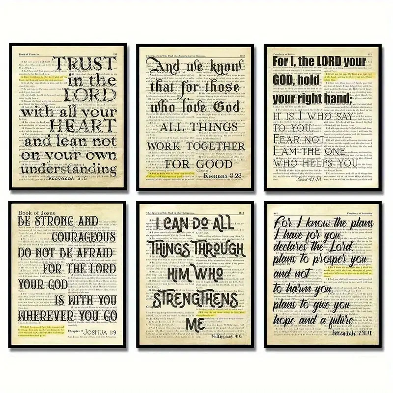 Bible Quotes Wall Decor Art Poster Scripture Christian Faith Prayer ...