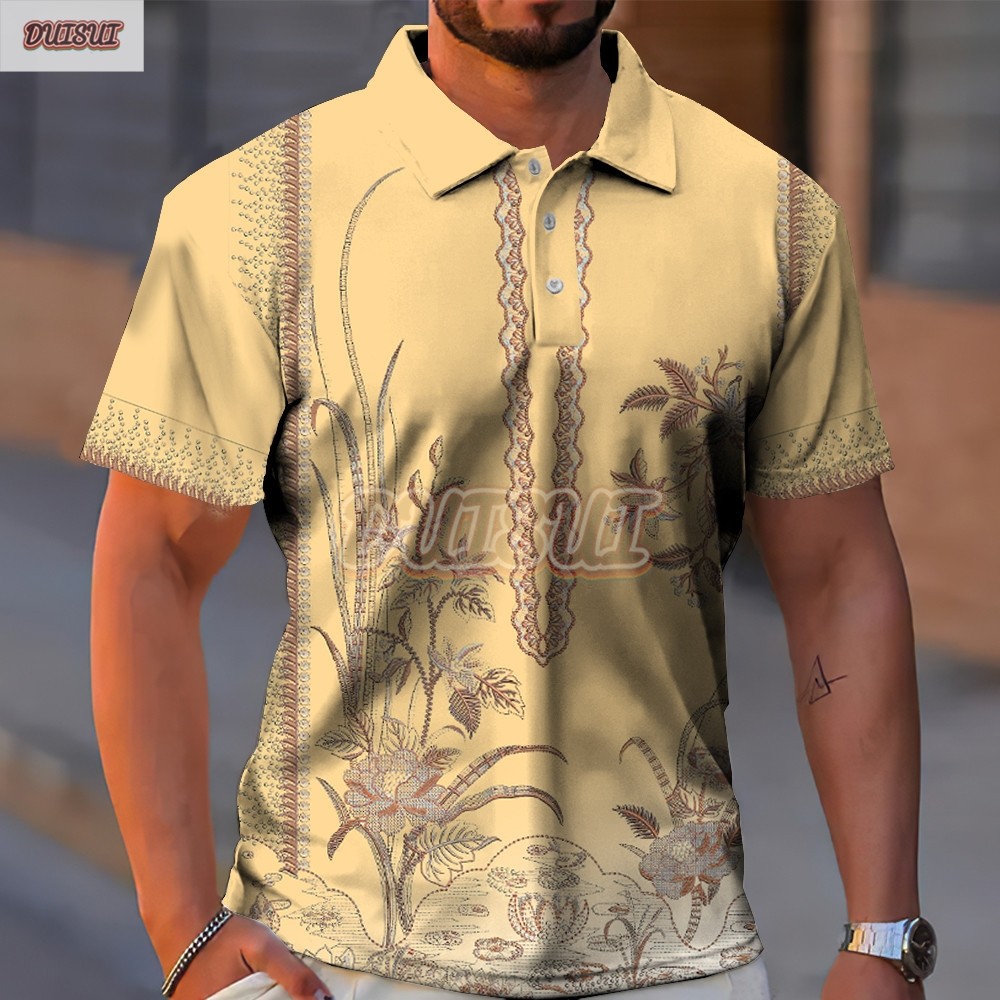 2025 New Retro Ethnic Style Red Polo Shirt Modern Barong Top Philippine ...