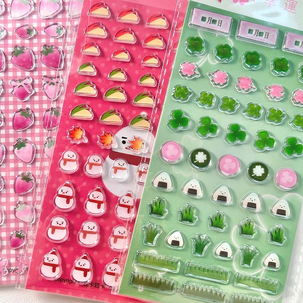 Wow Kawaka Glue Sticker Hand Note Three-dimensional Sticker Four-leaf ...