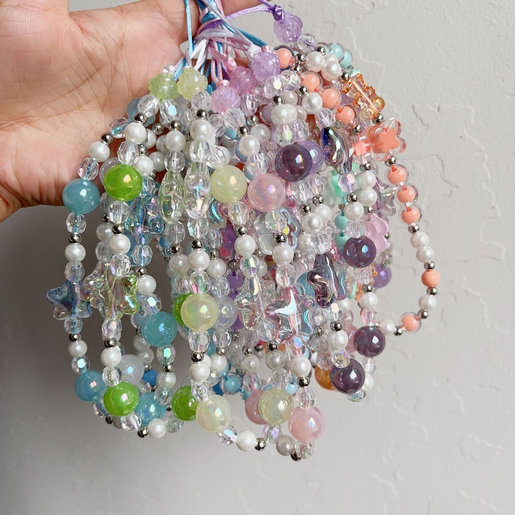 SURFGEAR #TF01 Bracelet Keychain Crystal Beads Fashion Chain Holder Mobile Phone Beads Strap ...