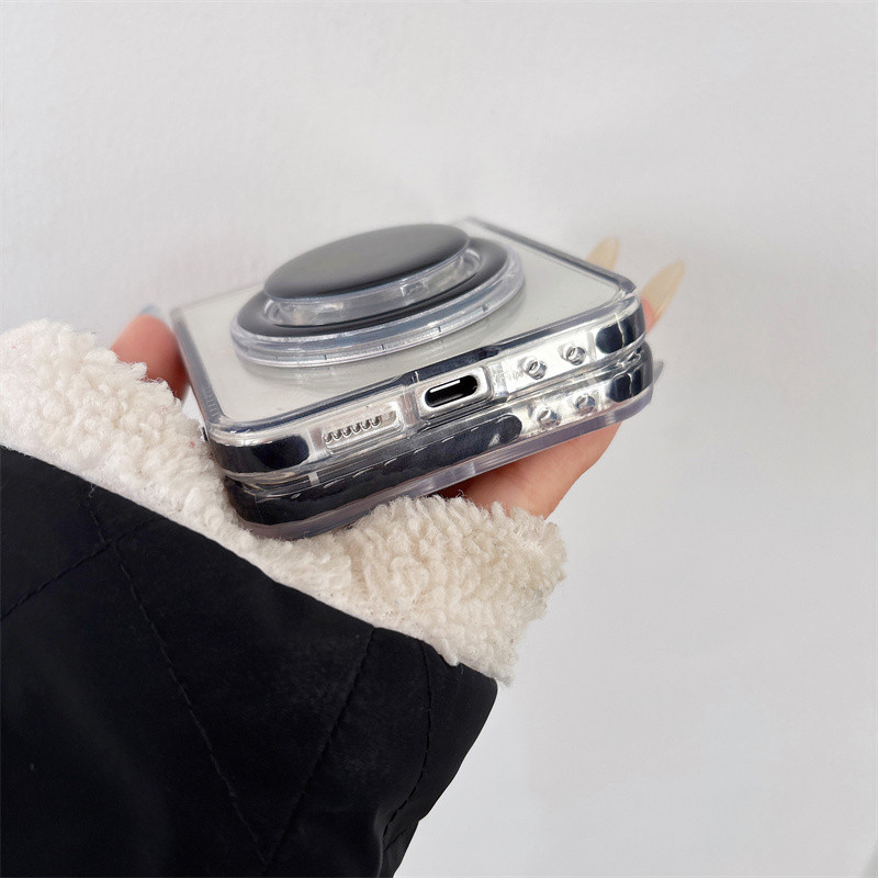 2 in 1 Transparent Double Color Magnetic Barcket Phone Case For Samsung ...