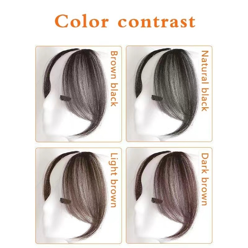 2PCS/set bangs wig extensions, center split slanted bangs, natural and ...