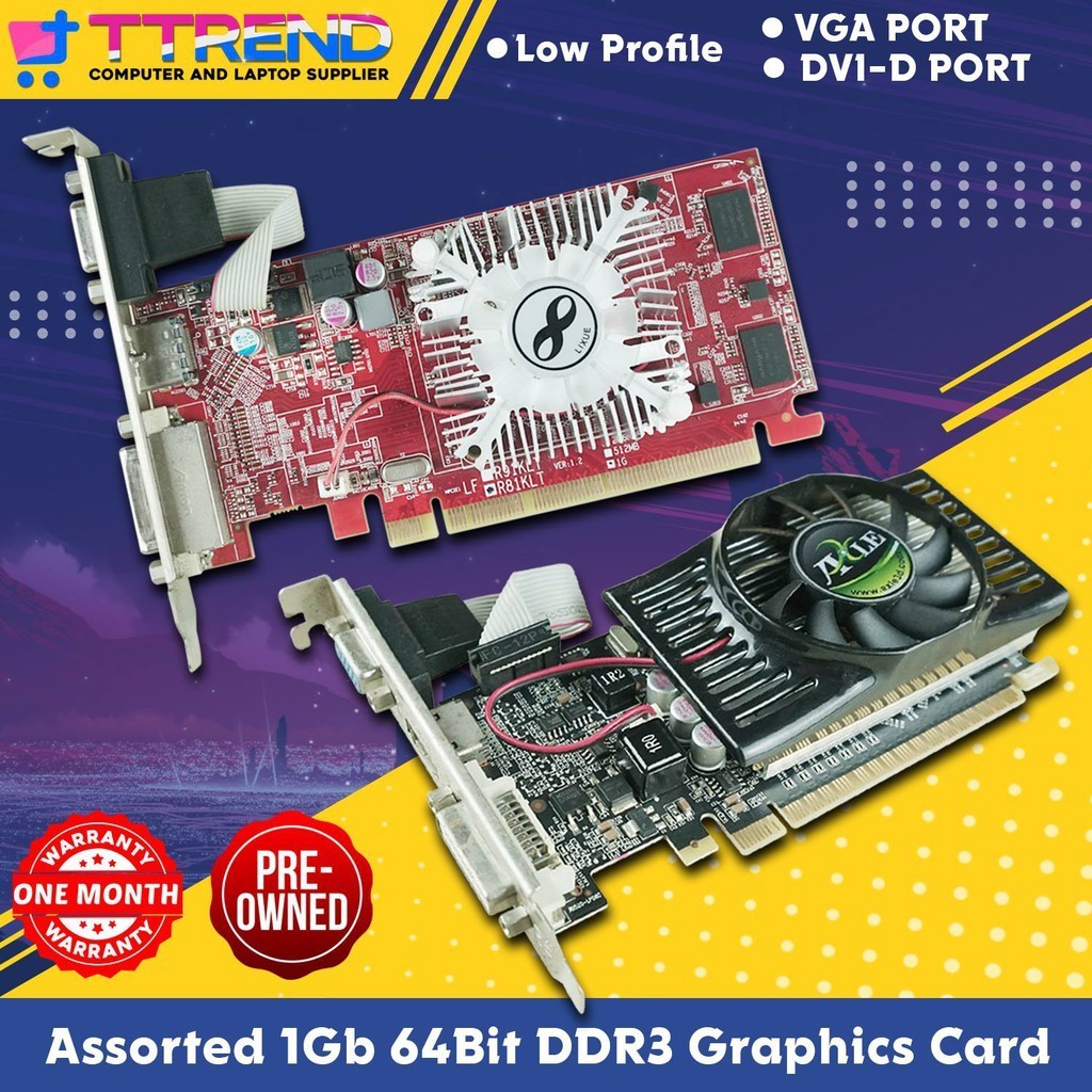 Assorted Low Profile Graphics / Video Card 512mb or 1gb 64bit 128bit ...