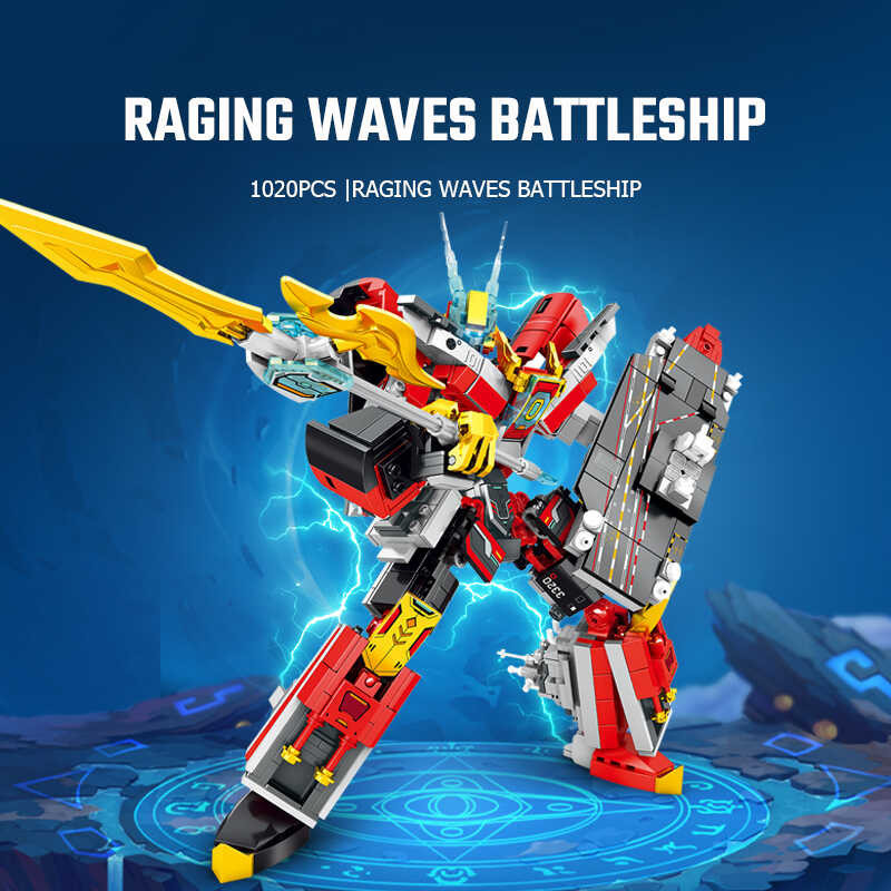 SEMBO 4In1 Battleship Transforming Mecha Building Blocks Kits MOC Steel ...