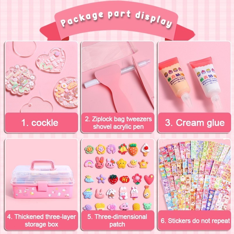 Acrylic sticker goo card DIY cream glue luxury girls full set Children ...