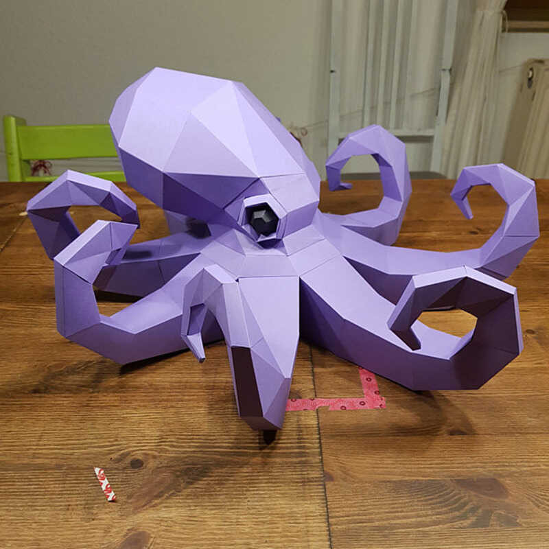 50cm Creative Paper Marine Life Big Octopus 3D Model Mount Papercraft ...