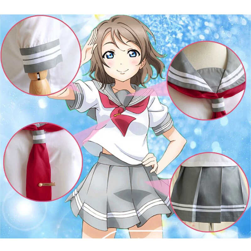 Sunshine Love Live Aqours Takami Chika Cosplay Costume White JK ...