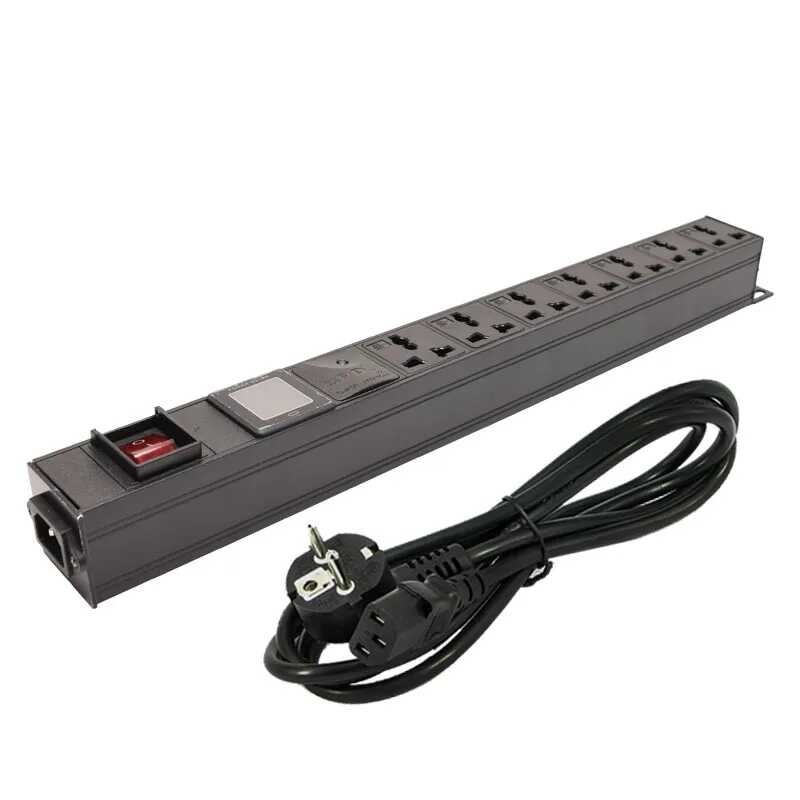 Interface Pdu C14 7 Universal Output Socket Power Strip Network Cabinet Rack 1u Aluminum Alloy 2