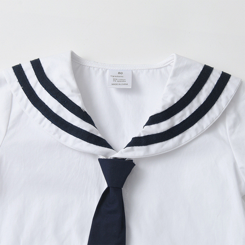 Seaman Costume for Kids 1-5 Years Old White Shirt Tie Overall Shorts ...