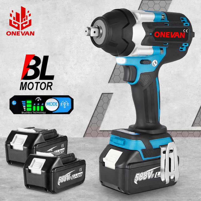 1800N. ONEVAN M Torque Brushless Electric Impact Wrench Cordless ...