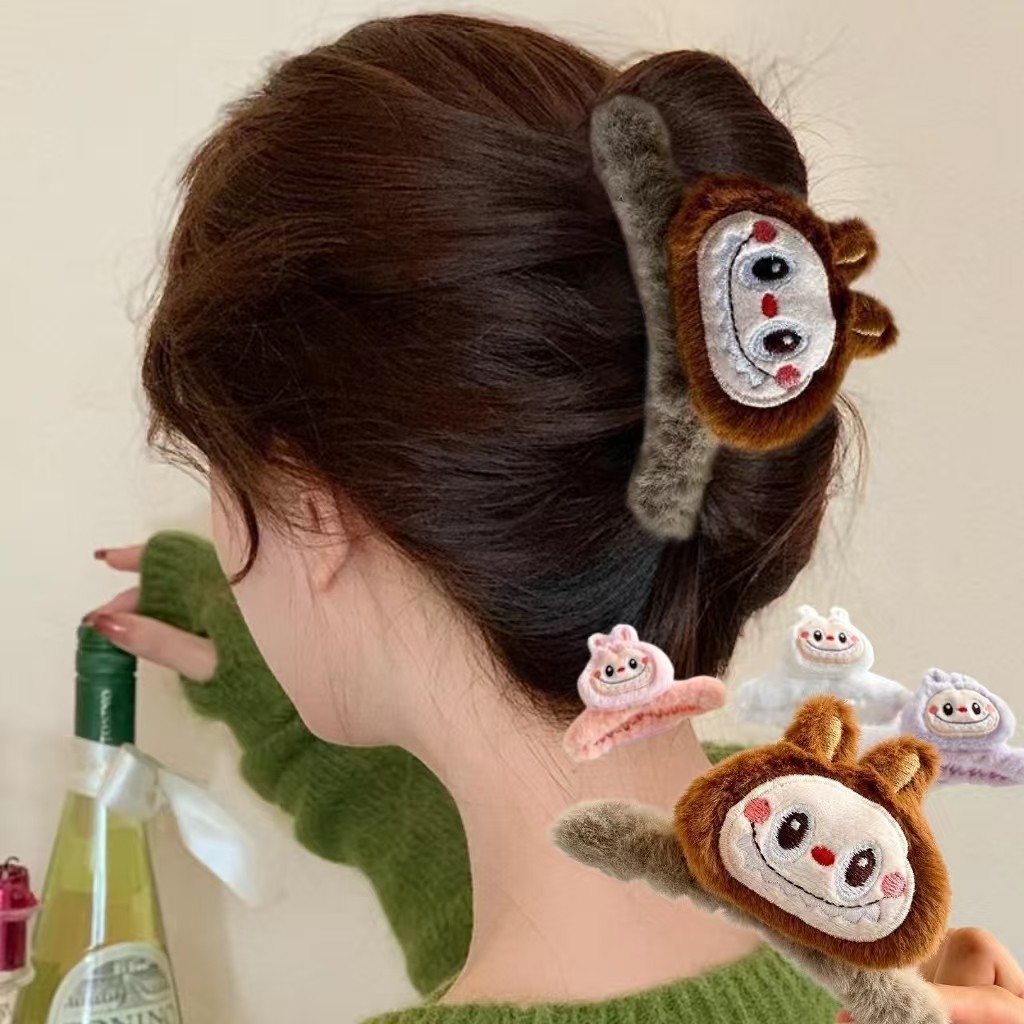 in stock 2024 New Cute Labubu Cartoon Hairpin Women Kawaii Labubu Plush ...