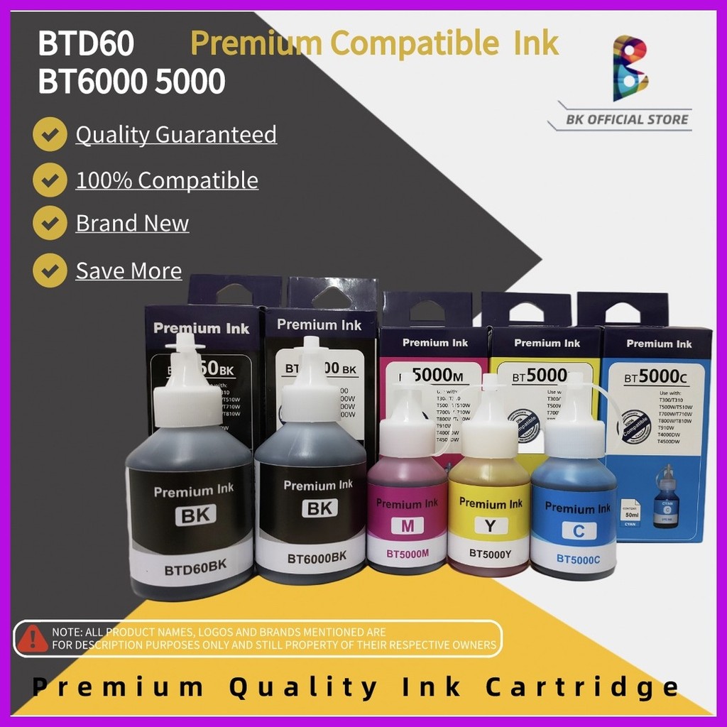 ๑ Refill Brother Ink BTD60 BT5000 BT6000 Dye Ink For Printer DCP-T420W ...