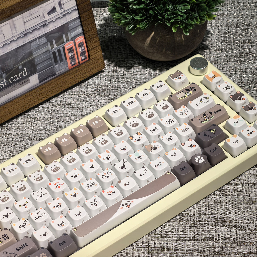 【Dog Head Design】Mocha Puppy Keycap MAO Profile Five Sides Sublimation ...