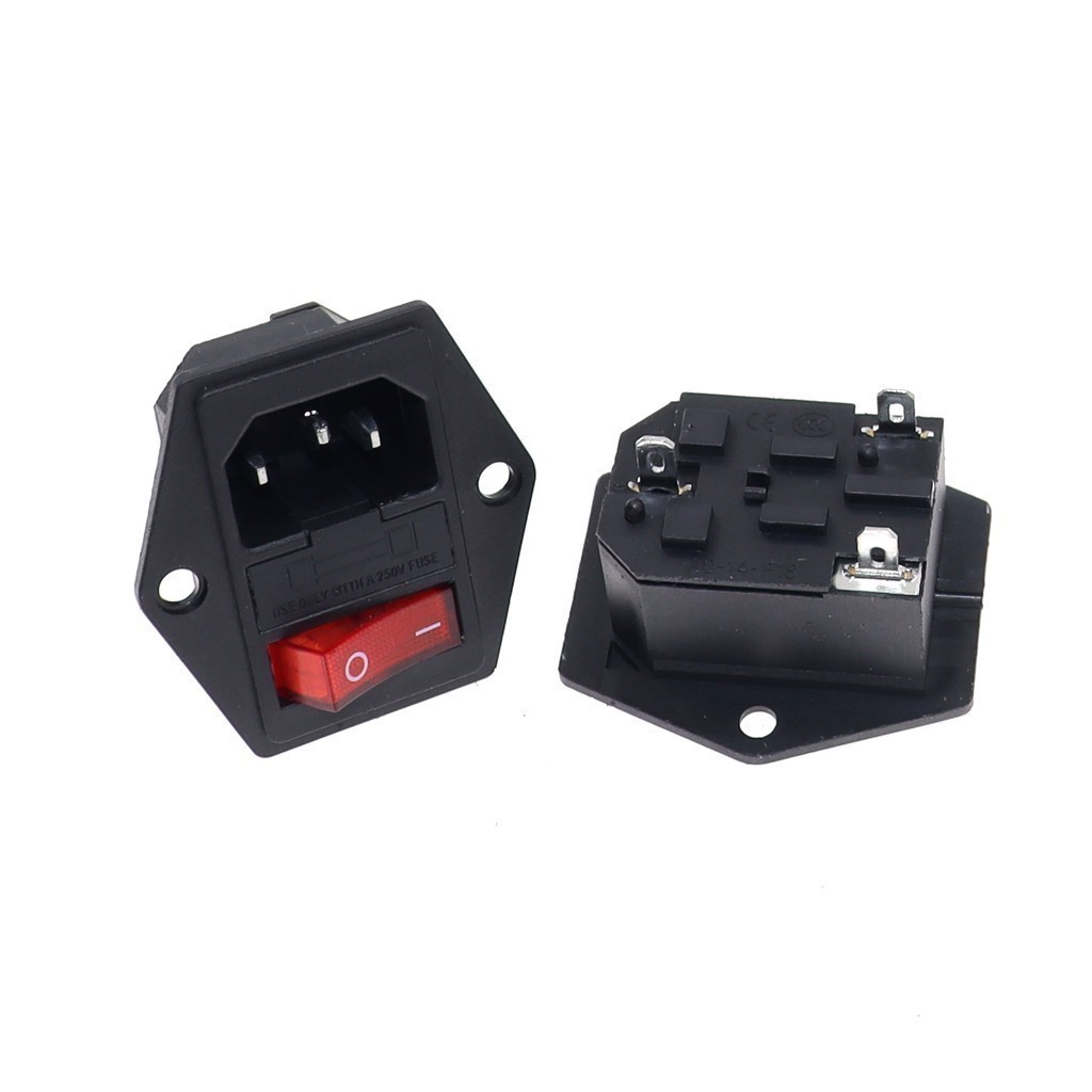 New Integral Red Light 10A250VAC Rocker Switch Power Rocker Fused IEC ...