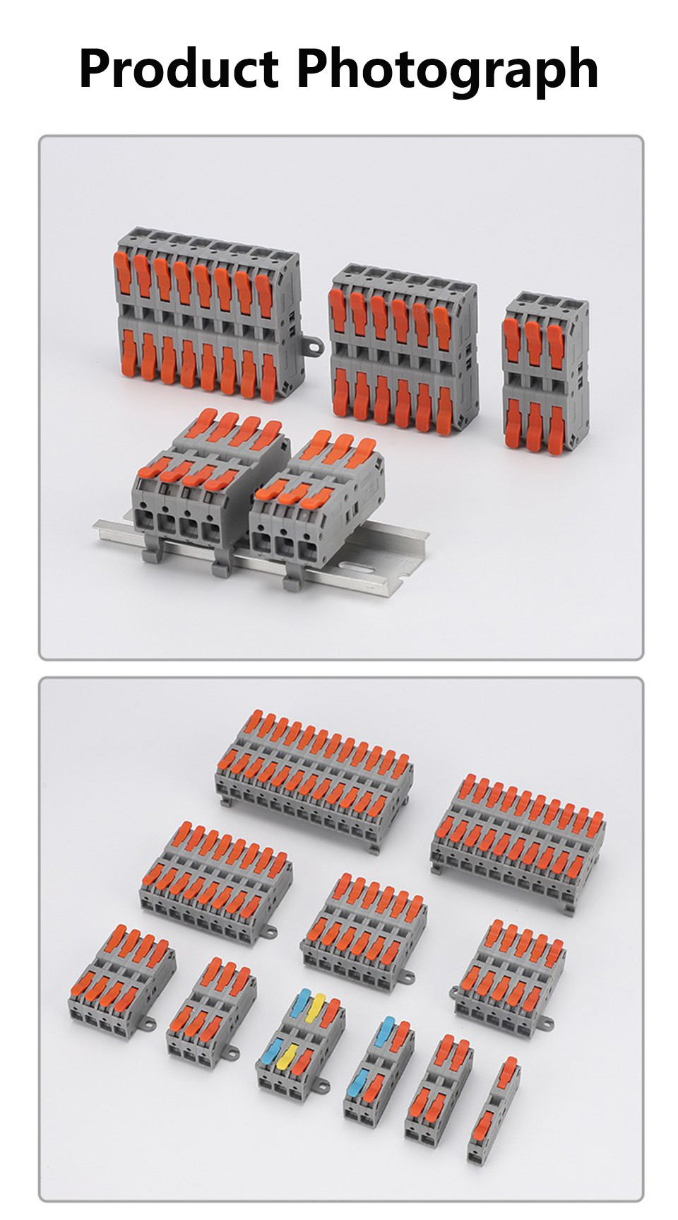 5Pcs Fast Wire Connectors Universal Compact Terminal Block 6mm2 DIN ...