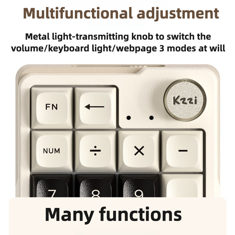 KZZI K20 Wireless 2.4g Bluetooth Digital Mechanical Numeric Keypad RGB Hot Swap Girls Portable ...