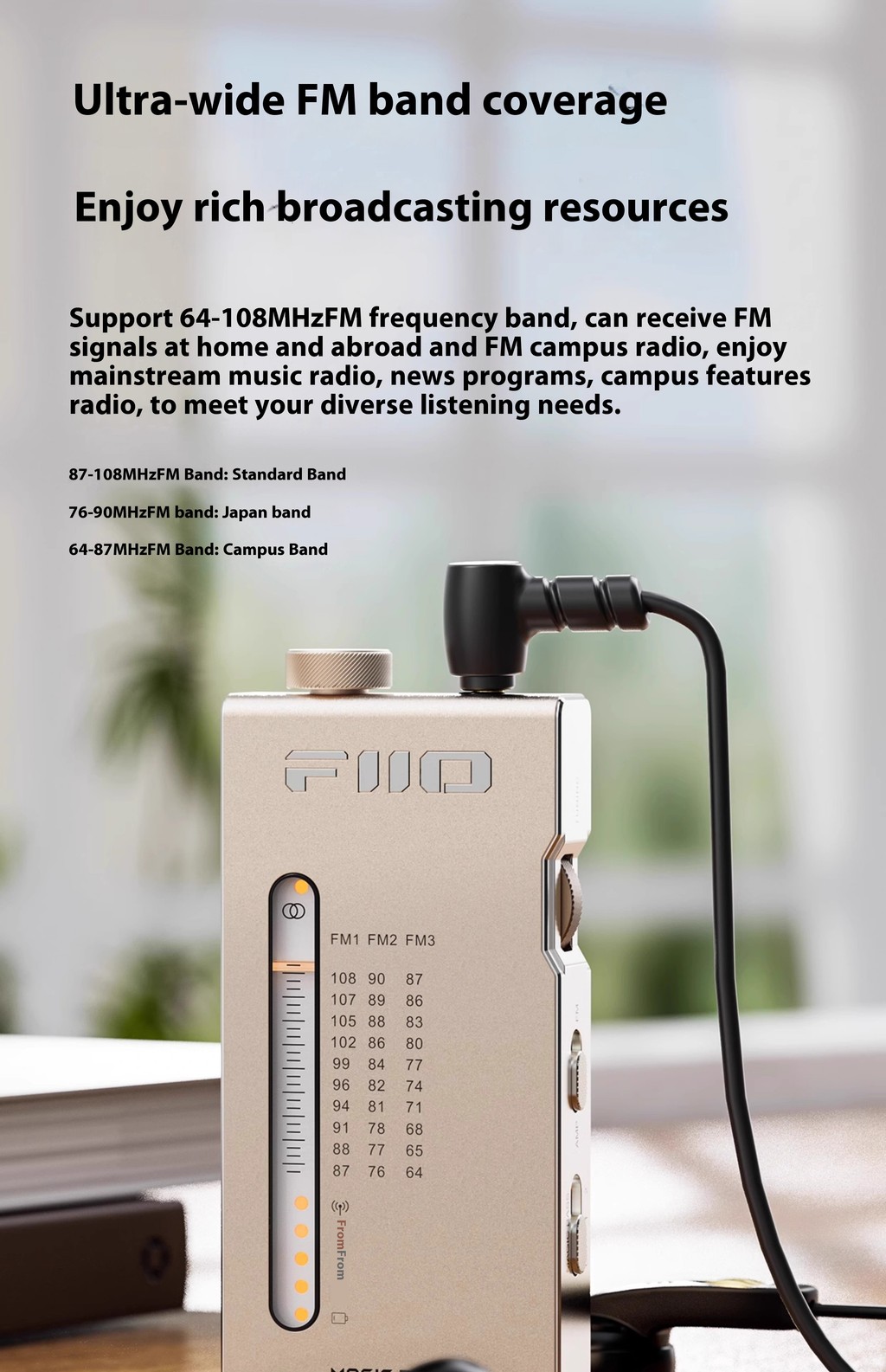 Fiio Rr11 Portable Stereo Radio 13mm Ultra-Thin Aluminum Alloy Body Fm ...