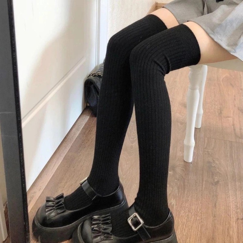 Fashion Women Long Socks Casual Over Knee High Knitted Calf Socks ...