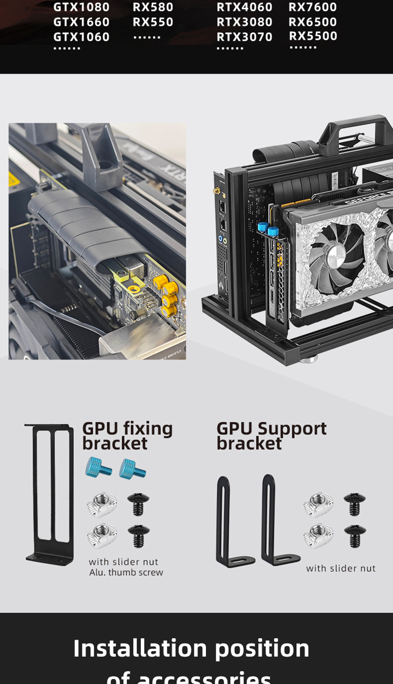 ITX A4 Aluminum Open Frame Case, Vertical GPU, 240mm Cooler, Mini-ITX ...