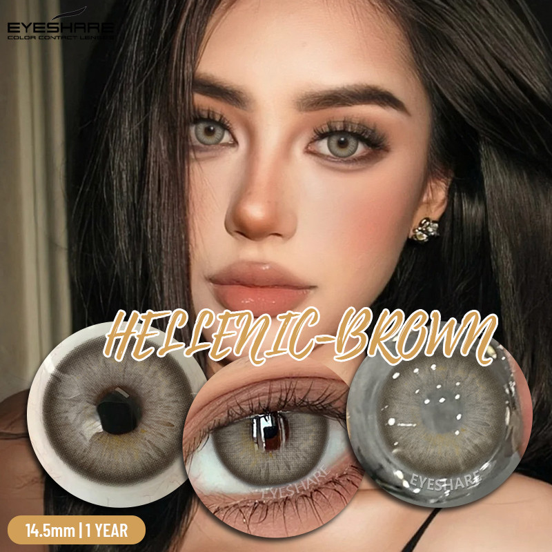 EYESHARE Natural Brown Contact Lenses for Eyes 1 Pair Gray Pupils ...