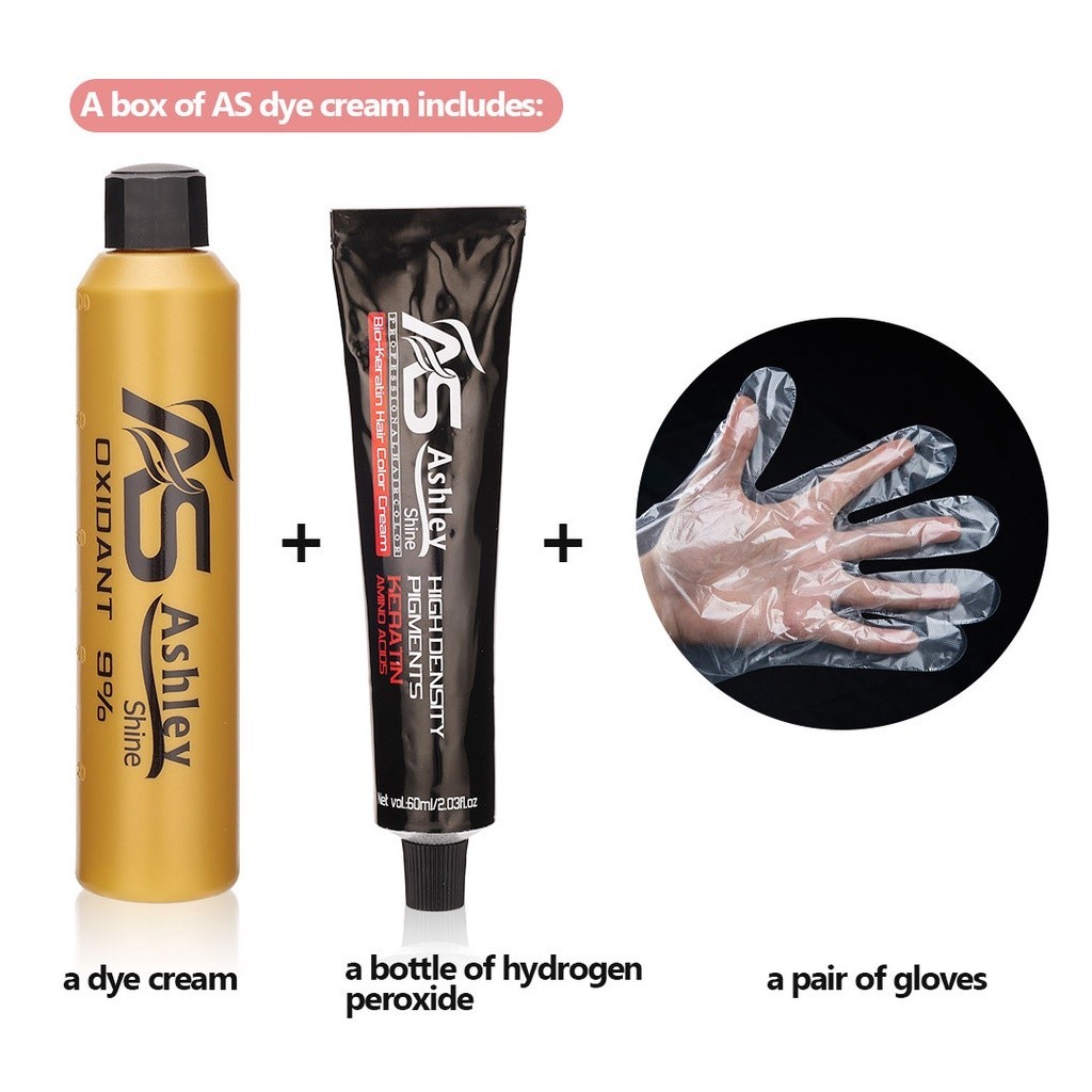 Ashley Shine Hair Color Cream Bio Keratin Ash Brown Included Oxidant AS ...