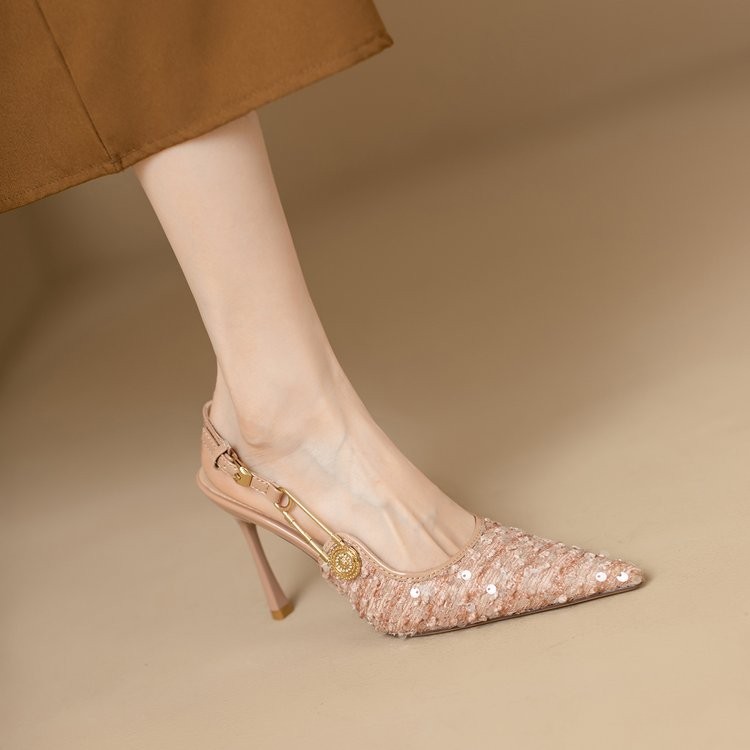 Pointed Toe High Heels Female Sexy Stiletto Heels Flat Buckle Strap PU ...