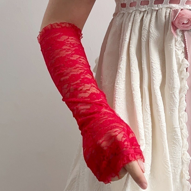 Strap Fishing Net Fingerless Gloves - Lolita, JK, Vintage - Mesh Lace ...