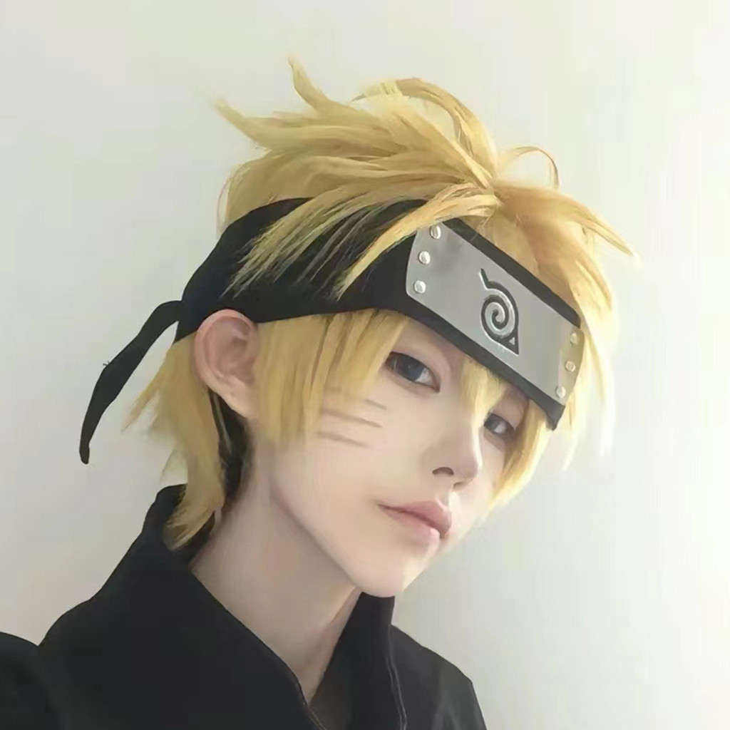 Wig Male Short Hair Naruto Uzumaki cos Light Blonde Two-Dimensional ...