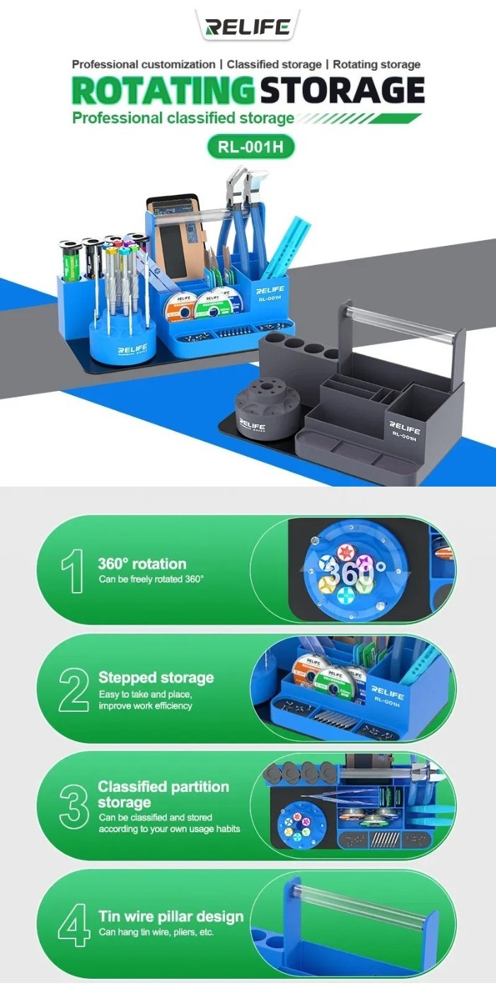 RELIFE RL-001H 360° rotating smart welding repair storage rack, sturdy ...