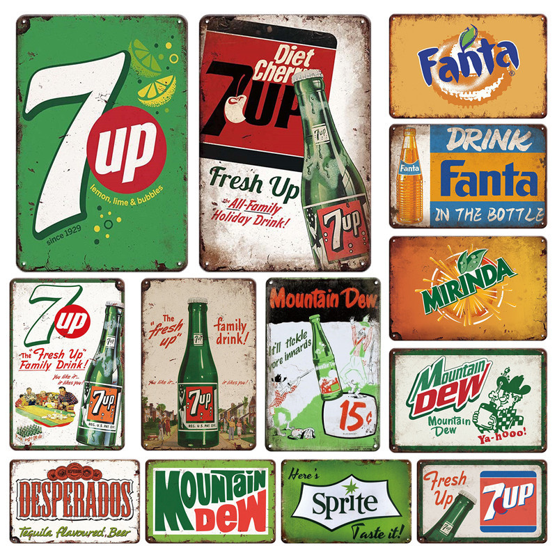 Soft Drink Metal Sign Vintage Tin Sign Metal Plaque Retro Metal Posters ...