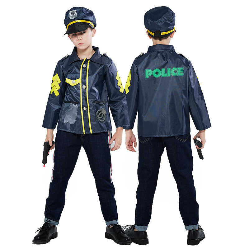 Blue Policeman Uniform Cosplay Boys Halloween Costume For Children ...