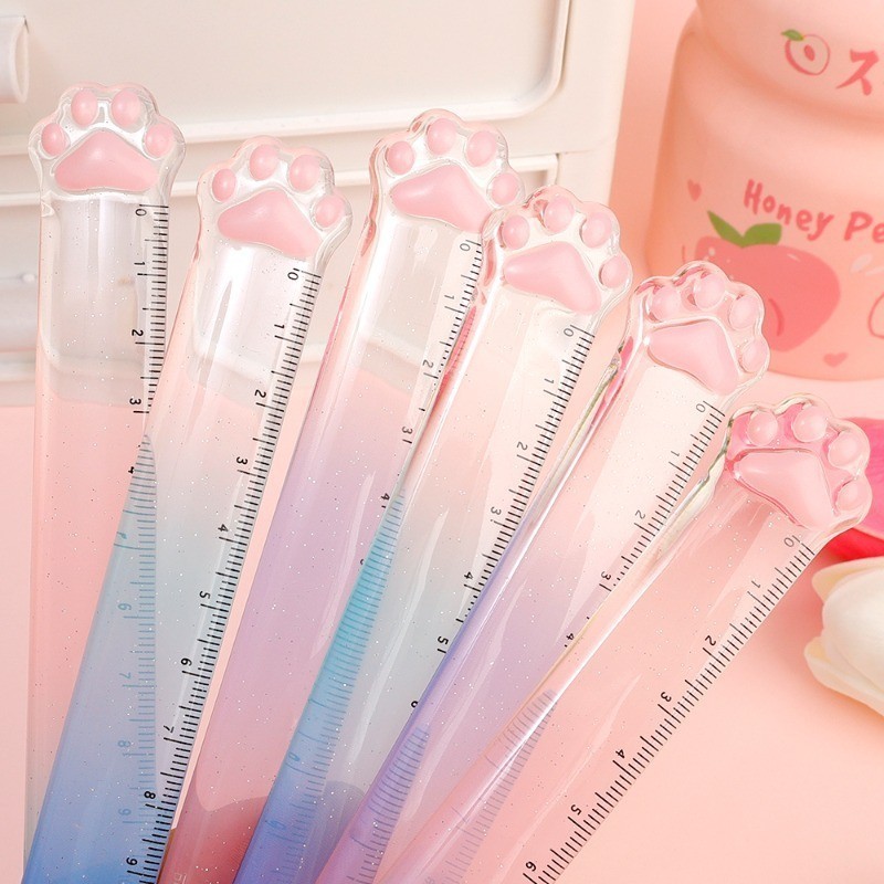 Cat Paw Shape Gradient Color Ruler - School Student Math Learning ...