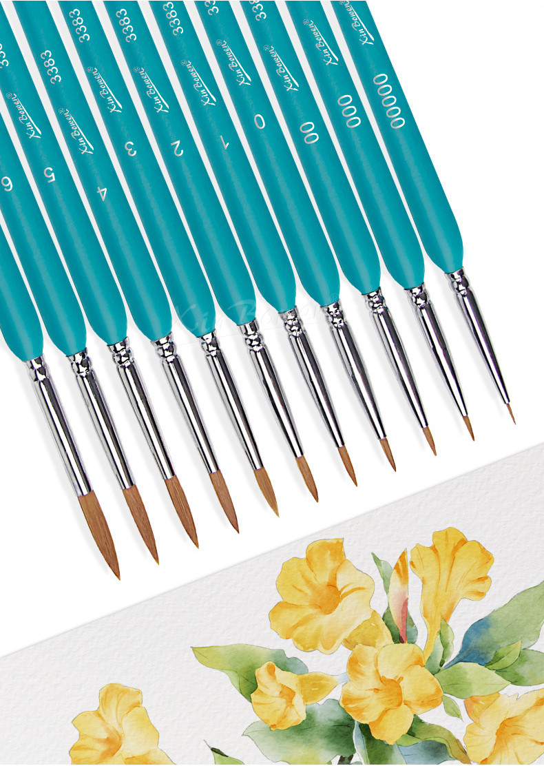 Nylon brush/round head liner paintbrush with wood barrel for gouache ...