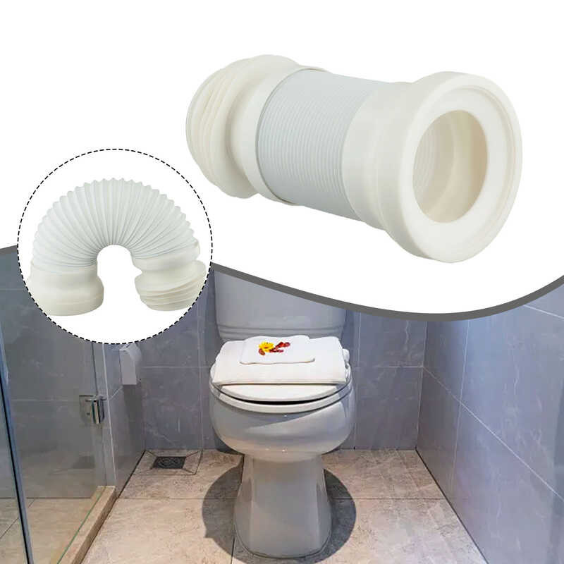 PVC WC White Pan Connector Flexi Toilet Waste Long 250Mm-500Mm Soil ...