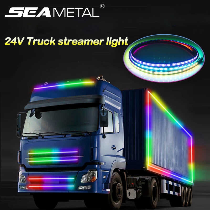 COD 2024 12V-24V LED Flashing RGB Truck Ambient Roof Bumper Door Strip ...