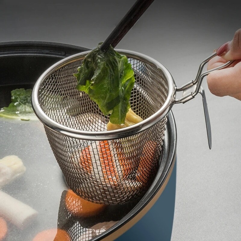 Stainless Steel Basket With Handle Basket Mesh Strainer Noodles Mesh ...