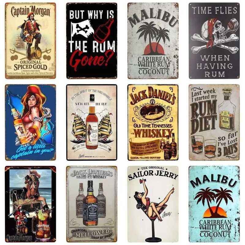 Funny Malibu Rum Metal Signs, Captain Morgan, Tin, Retro, Bar, Pub ...