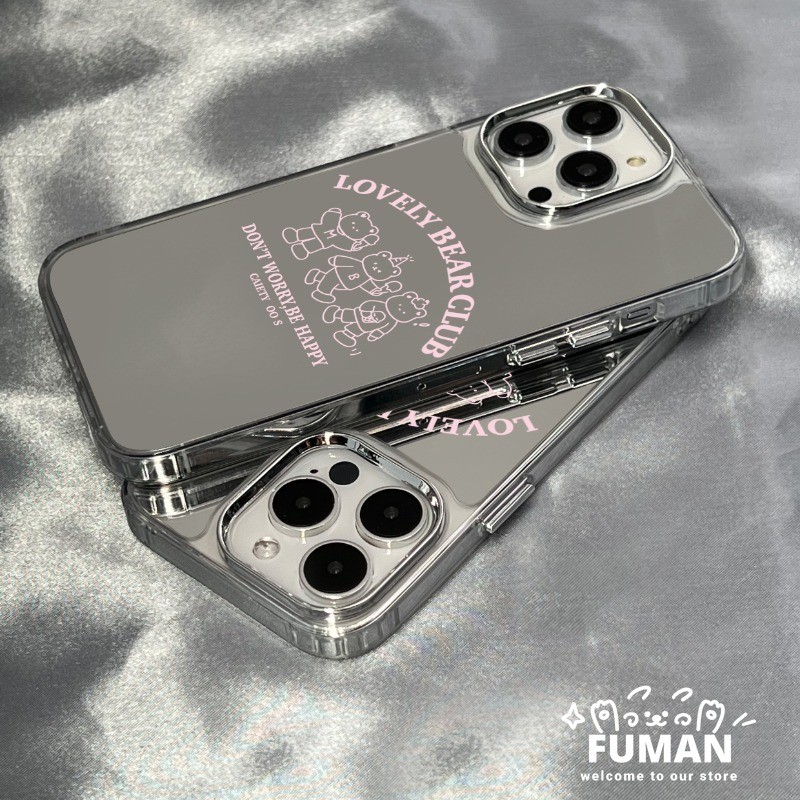 Cute Pink Bear Mirror Phone Case For OnePlus 12 12R 11R ACE 3 2 Nord CE ...