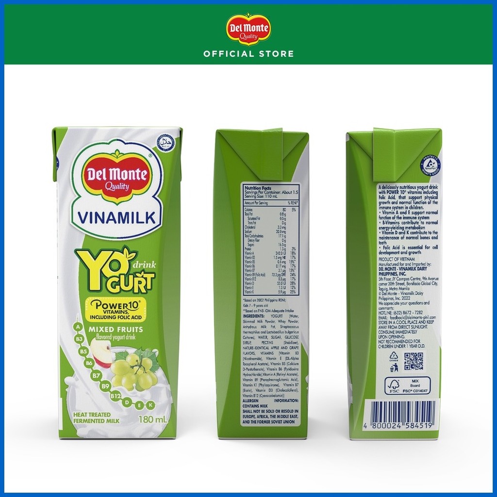 ☁ ♧ ℗ DEL MONTE YOGURT DRINK® VINAMILK Mixed Fruits Drinkable Yogurt ...