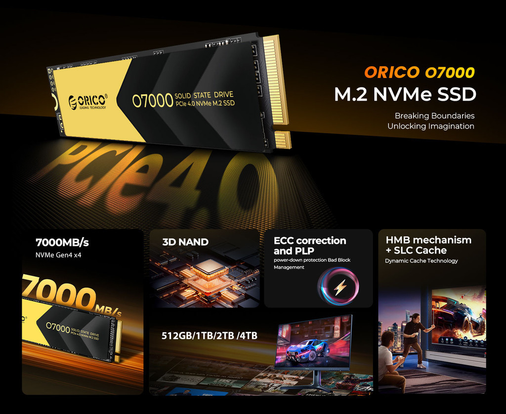 ORICO NVMe SSD PCIe4.0 Internal Solid State Drive M Key 2280 SSD with ...