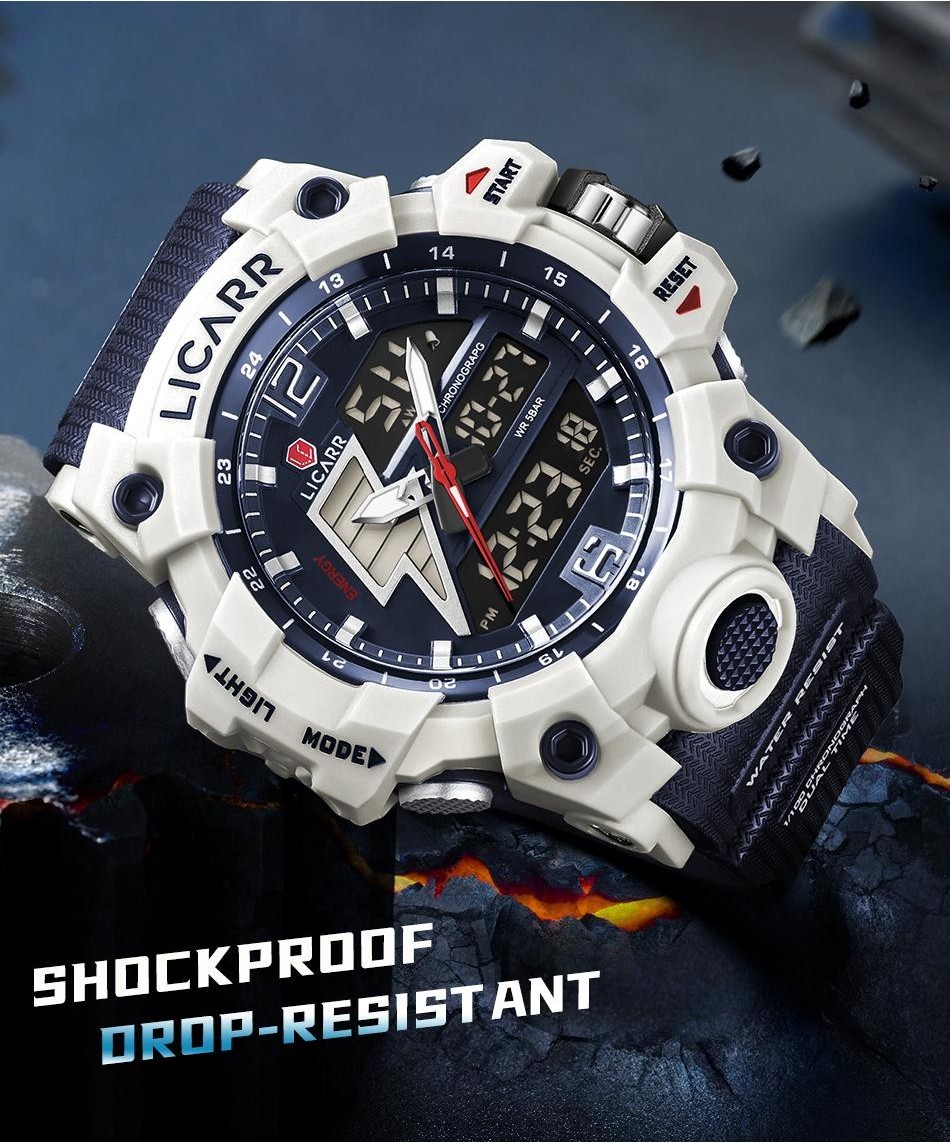 LICARR Brand Fashion Men's Watch Casual Analog-Digital Sports ...