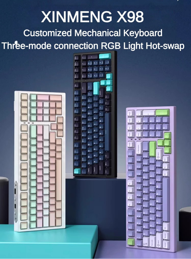 XINMENG X98 Mechanical Keyboard 2.4g Wireless Bluetooth Three-mode Hot ...