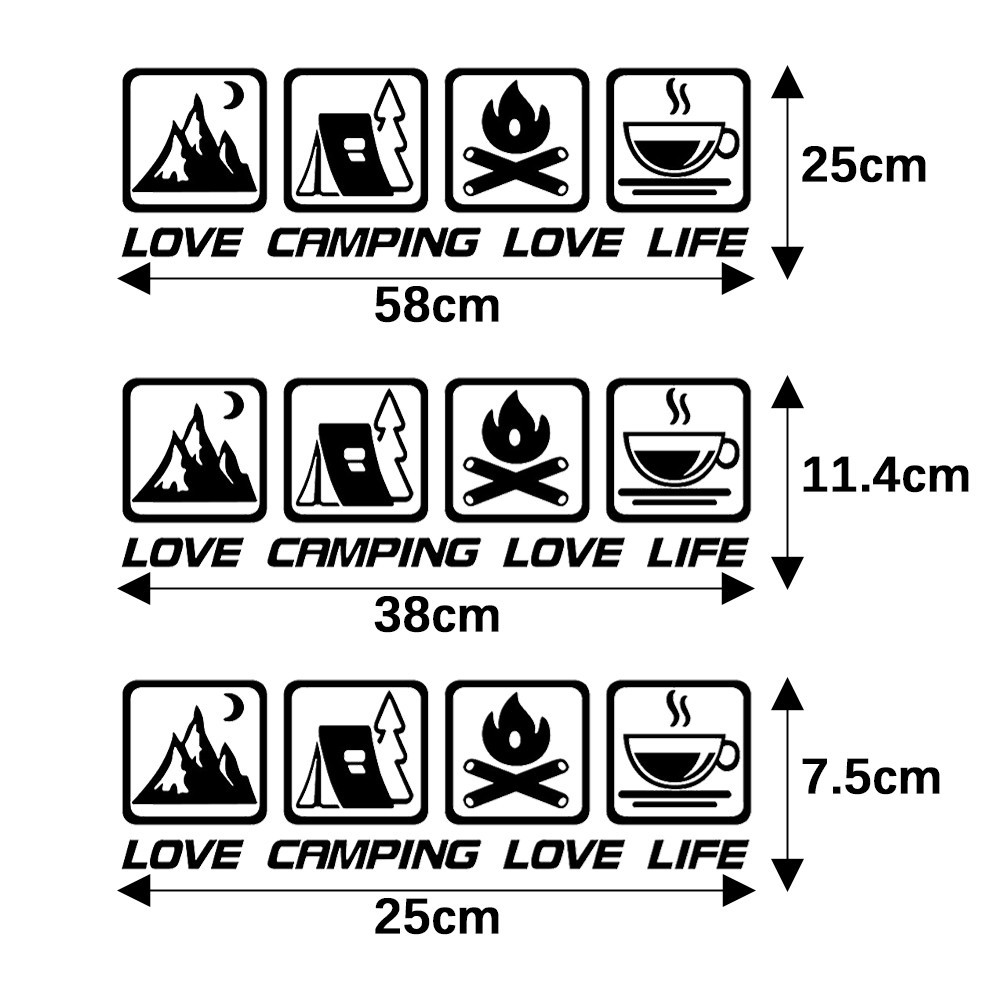 Camping Bonfire Reflective Car Stickers Love Camping Love Life Auto Decorative Accessories ...