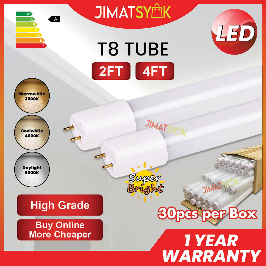 [1BOX SET = 30 PAC] T8 LED Tube 2FT 4FT 11W 22W 35W Bright Lamp LED T8 ...